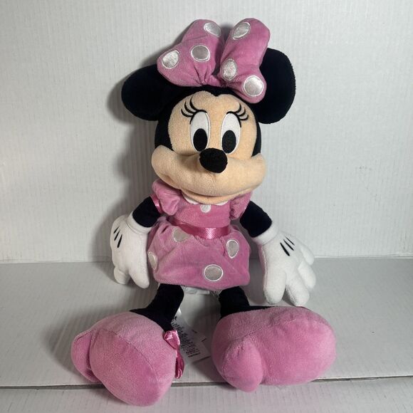 Disney | Toys | Disney Minnie Mouse Pink Polka Dot Dress Plush Stuffed ...